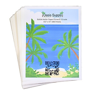 Oasis Supply 100 Piece Edible Rectangle Wafer Paper Pack, 8" by 11", White