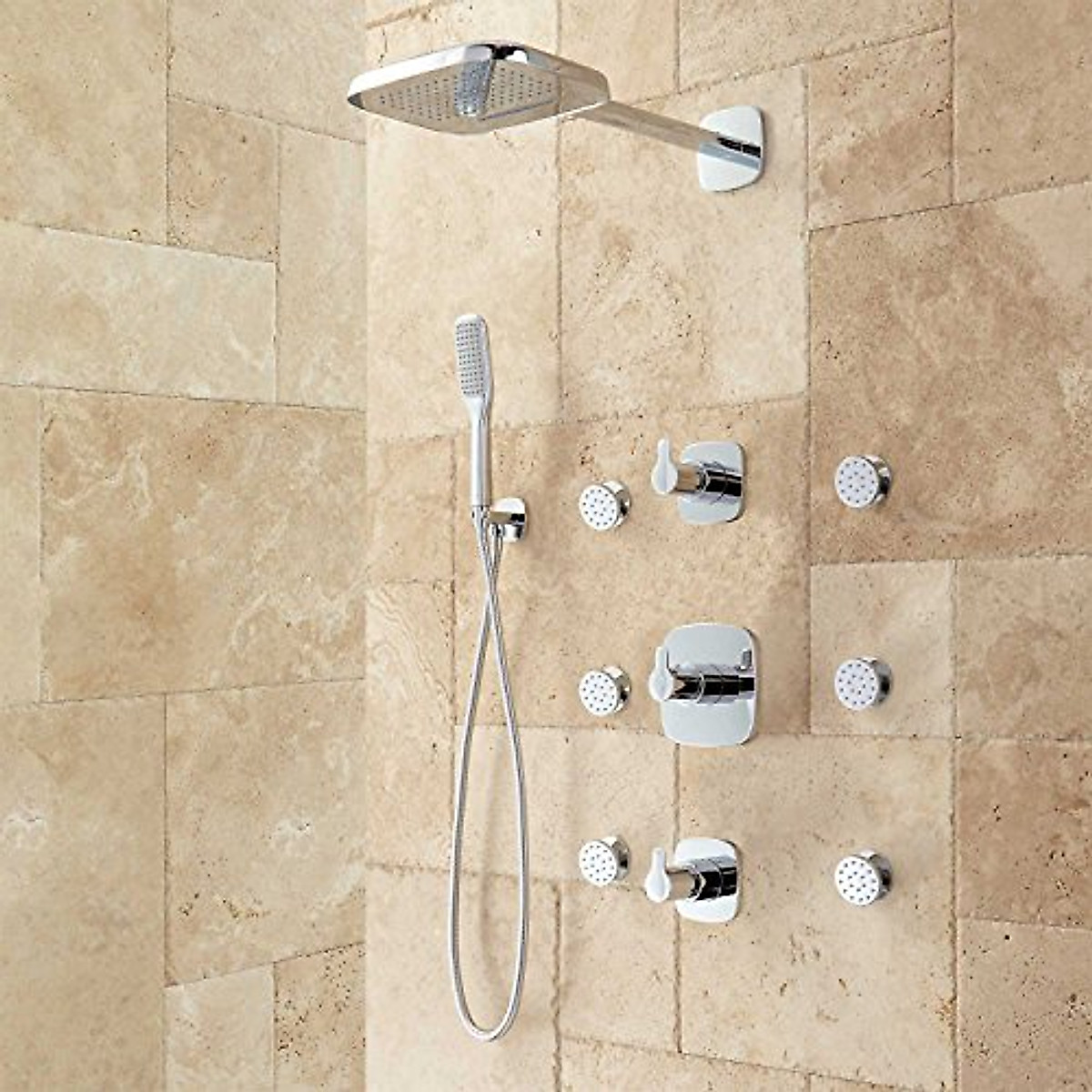 Signature Hardware 927745 Arin Thermostatic Shower System with Hand Shower and 6 Body Sprays - Rough In Included