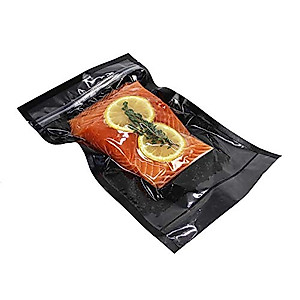 Black and Clear Food Sealer Freezer Bags for Storing Fish, Vegetables, Meat, Grains, Fruit, Nuts, and Cereal, Great Choice for Sous Vide Cooking (8" x 12")