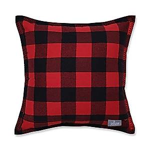 Pillow Perfect Buffalo Plaid Initial A Decorative Throw Pillow, 17", Red/Black/Off White