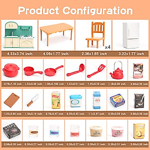 Dollhouse Furniture Set for Kids Toys Miniature Doll House Accessories Pretend Play Toys for Boys Girls & Toddlers Age 3+ with Kitchen