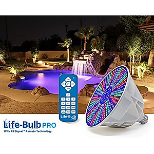 Life-Bulb Pro LED Color Pool Light Bulb with XR Signal™ Remote Technology for In Ground Pool | Lifetime Replacement Warranty | Fits Pentair, Hayward or Other Screw in Fixtures | 120V | 500W Equivalent