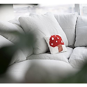 Boho Disco Mushroom Pillow - Tufted Cotton Pillow for Mushroom Decor, Mushroom Plush Pillow for Fun Pillow - Mushroom Throw Pillow, Mushroom Decor for Bedroom, Cool Throw Pillow 10x10 inches