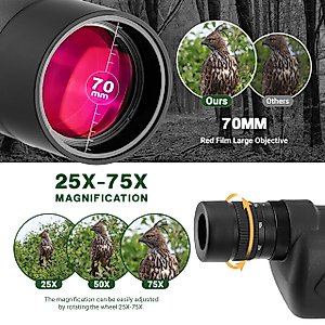 ESSLNB Spotting Scope with Tripod and Phone Adapter BAK4 25-75X70 FMC Target Spotting Scope for Hunting Straight Spotting Scope for Target Shooting Bird Watching