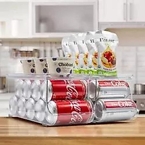 Soda Can Organizer for Refrigerator - Drink Organizer for Fridge - Beverage Dispenser for Fridge - Stackable Soda Can Organizer for Pantry -2 Pack Small and Large