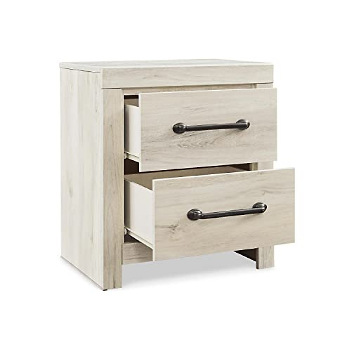 Signature Design by Ashley Cambeck Farmhouse Industrial 2 Drawer Two Drawer Nightstand with 2 Slim-Profile USB Charging Stations, Whitewash