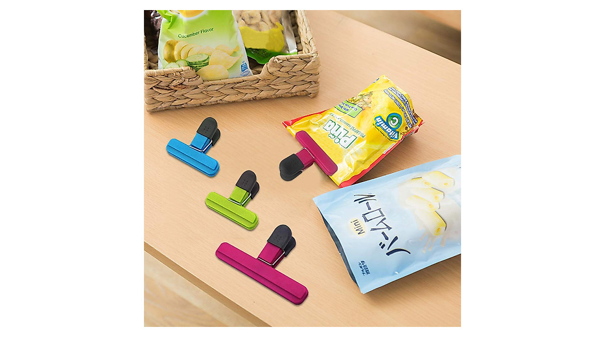 Pack of 12 Colorful Food Bag Clips for Kitchen & Office Use