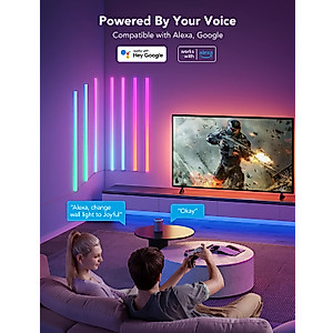 Govee Glide RGBIC Wall Lights, Music Wall Lights Works with Alexa and Google Assistant, Smart LED Light Bars for Bedroom, Living Room, Gaming Room, Party, Music Sync, 7 Panels Set (2 Sections/Panel)