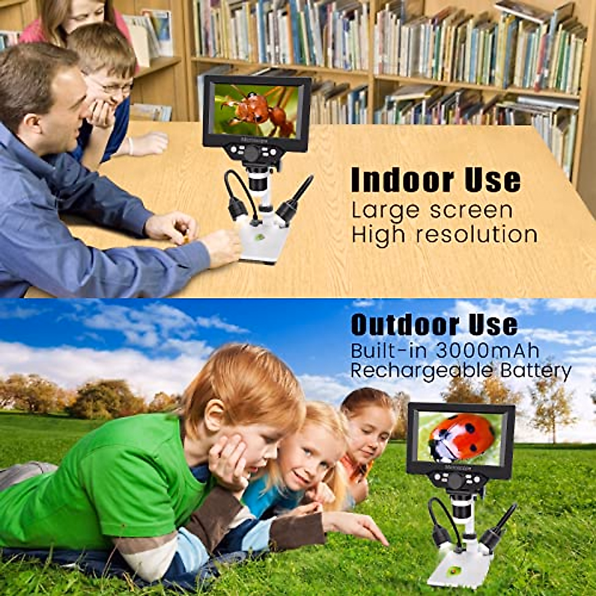 Coin Microscope,5.5" LCD Digital USB Microscope with 32G TF Card,Micsci Coin Magnifier 1000X 1080P Handheld Video Camera,PC View,Rechargeable Battery,Fill Lights for Adults Kids Soldering Error Coins