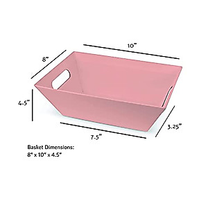 [5pk] 8x10” Pink Gift Baskets Empty | Small Pink Rectangular Baskets with Handles | Gifts, Organizing, Nursery, Snacks, Wine | Valentines, Easter, Christmas | Gift to Impress - Upper Midland