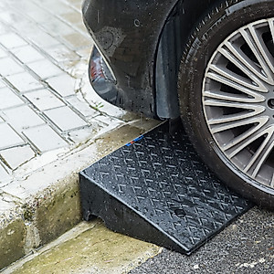 CXRCY Rubber Curb Ramp 6” Rise 2 Pack Industry Heavy Duty Black Threshold Ramps with 4 Expansion Bolts for Sidewalk, Loading Dock, Driveway, Wheelchair, Car, Bike