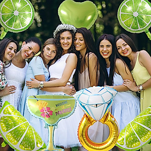 12Pcs Margs and Matrimony Bachelorette Balloons, Lime Diamond Ring Margarita Glass Balloons for Margarita Matrimony Bachelorette Party Wedding Mexican Fiesta Bridal Shower Decorations Supplies