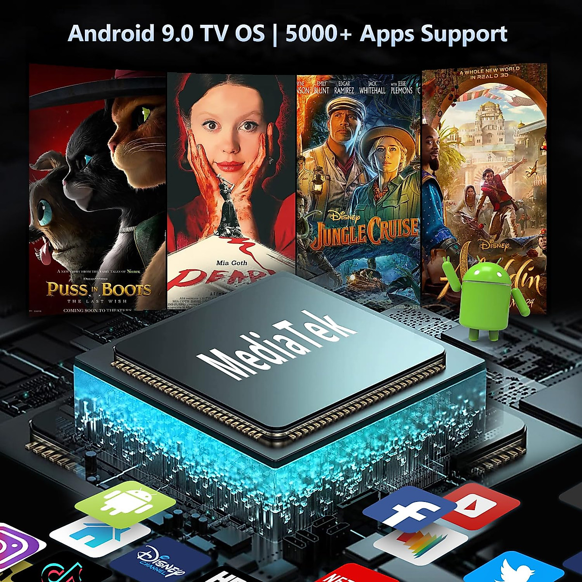 EUG Mini Projector for iPhone iPad Laptop, Outdoor Portable Projector 4K with WiFi Bluetooth, 2023 Android Smart Projector with Apps, Native 1080P LED Movie Video Projectors for Home Theater Office