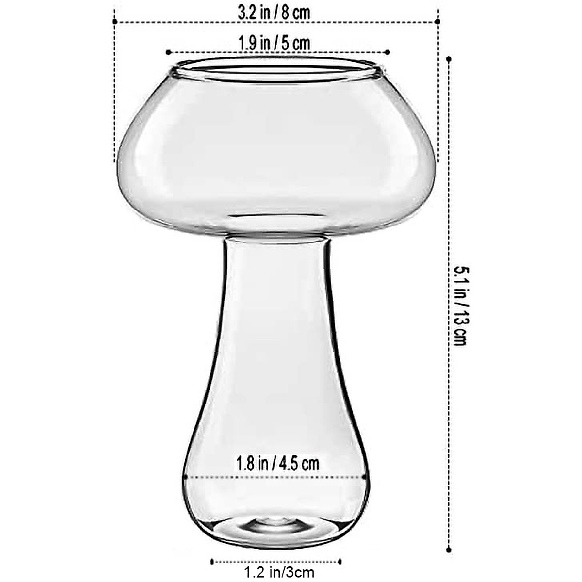 Creative Mushroom Shaped Cocktail Glass,Unique Fungus Drinking Glasses,Cute Juice Glass Cups, 9 OZ High-End Crystal Glass For Drinking Wine Martinis Manhattans Vodka Gin And Cocktails（2Pcs)