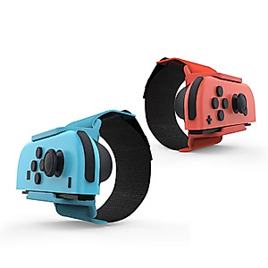 FANPL Upgrade Wrist Bands Compatible with Just Dance 2025/2024/2023/2022/2021, Adjustable Elastic Strap for Switch & OLED Model JoyCon Controller, Fit for Adults and Children,2 Pack (Blue and Red)