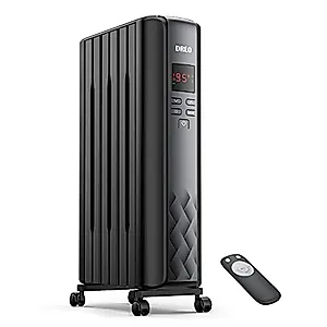 Dreo Radiator Heater, Upgrade 1500W Electric Portable Space Oil Filled Heater with Remote Control, 4 Modes, Overheat & Tip-Over Protection, 24h Timer, Digital Thermostat, Quiet, Indoor