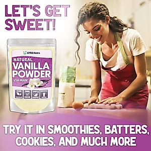 XPRS Nutra Vanilla Flavoring Powder - Fresh Vanilla Powder - Premium Vanilla Powder for Baking Pure Vanilla Bean Powder Flavoring - Make Vanilla Sugar for Baking Vanilla Powder for Coffee (12 Ounce)