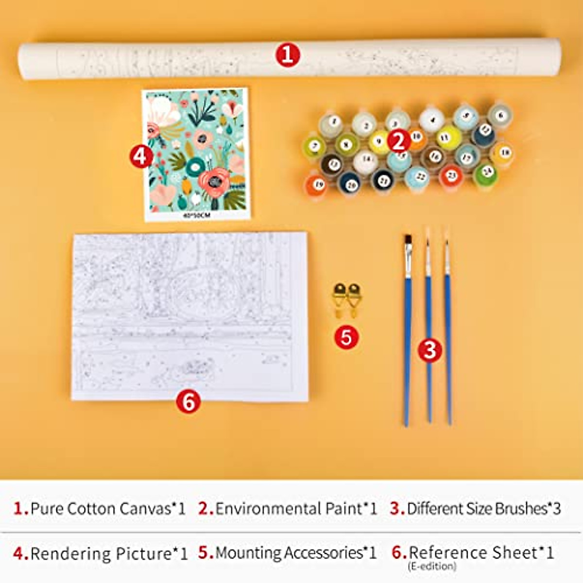 TISHIRON Oil Hand Painting DIY Paint by Numbers for Adults Beginner Bohemian Floral Pattern Drawing with Brushes Living Room Bedroom Decor Gifts for Home Decorations 16x20Inch