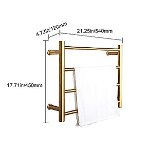 ILROOMH Towel Warmer, Wall Mounted Heated Towel Rack, Safety Waterproof Switch Home Bathroom 4 Bars SUS304 Stainless Steel Towel Warmers Brushed Gold,Hardwiring