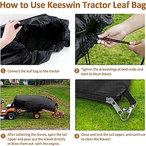Keeswin Lawn Tractor Leaf Bag Grass Catcher Bag, 78.7 x 51.1 Inch Leaf Bag with Large Capacity for Fast Leaf Collection, Heavy Duty Material Fits for Most Riding Lawn Mowers
