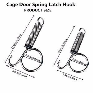 10PCS 85/115mm Spring Door Latch Cage Door Spring Hook Metal Finger Spring Latch Hook for Fixing Rabbit, Dog, Cat, Parrot,Pet Cage Door