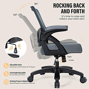 Big and Tall Office Chair 400lb- Mesh Ergonomic Heavy Duty Desk Chair- Flip Arms, Plus Size Wide Seat Executive Computer Chair for Large People- Home Office Swivel Rolling Task Chairs