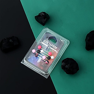 COCHARM 5Pcs Plastic Tongue Rings for Women 14g Pink Kitty Tongue Ring Acrylic Cute Tongue Piercing Jewelry Kawaii Girl Tongue Rings