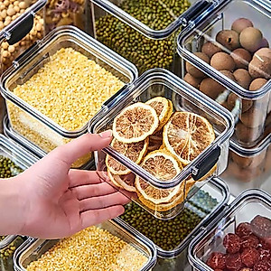 Rvikurc Airtight Food Storage Containers with Lids, Anti Leak Cereal Flour Storage with 4-Side Locks for Solid Food Sugars Soups and Sauces, Freezer-Safe Plastic Pantry Kitchen Organizations