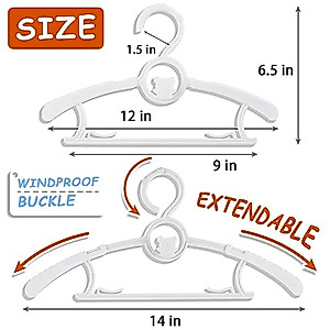 40 Pack Baby Hangers for Closet Plastic Kids Hangers Clothes Space Saving Hangers Non Slip Extendable Baby Hangers for Nursery Toddler Heavy Duty Clothing Hangers Bulk, White