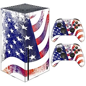 VWAQ American Flag Skin Designed to Fit Xbox Series X Console and Controllers - XSRSX11