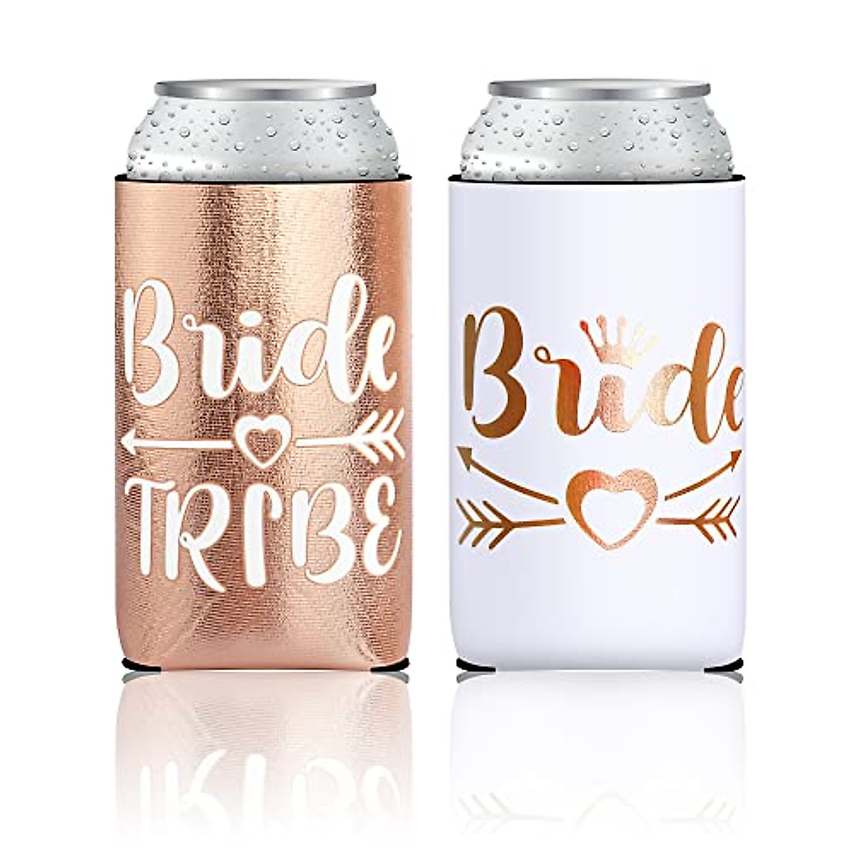 Bachelorette Party Decorations-1 White Bride Wedding Can Cooler and 10 Rose Gold Bride Tribe Can Coolers Bachelorette Party Supplies for Wedding,Bridal Shower Party, Bride Tribe Gifts (11pcs)