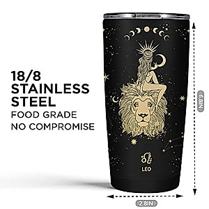 Leo Gifts for Women,Leo Tumbler,Leo Gift Zodiac Cup, 20 OZ Astrology Tumbler Cup, Witchy Gothic Gifts Stainless Steel Insulated Constellation Tumbler