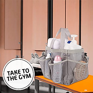 7 Pocket Shower Caddy Tote, Grey - Keep your shower essentials within easy reach. Shower caddies are perfect for college dorms, gym, shower, swimming and travel. Mesh allows water to drain easily.
