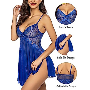Avidlove Sexy Lingerie for Women Nighties for Women Sexy Negligee Lingerie Chemise Nightgown Dark Blue