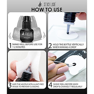 Extra Strong Eyelash Extension Glue Stacy Lash (0.17fl.oz / 5ml) / 0.5-1 Sec Dry/Retention – 8 Weeks/Black Adhesive/Professional Supplies