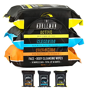 Men's Active/Cleansing/Energizing Face + Body Cleansing Wipes - 3 Pack (90ct)
