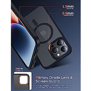 SEASON.C Magnetic Case for iPhone 14 Pro Max Case Compatible with Wireless Charging Men Black Slim Thin Matte Translucent Silicone Edge Protection Shockproof Drop Proof Case 6.7In