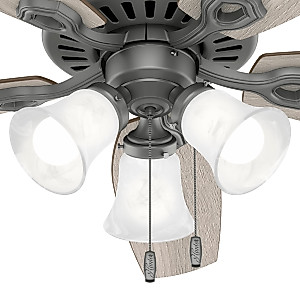 Hunter Fan Company 51110 Builder Indoor Ceiling Fan with LED Light and Pull Chain Control, 52", Matte Silver Finish