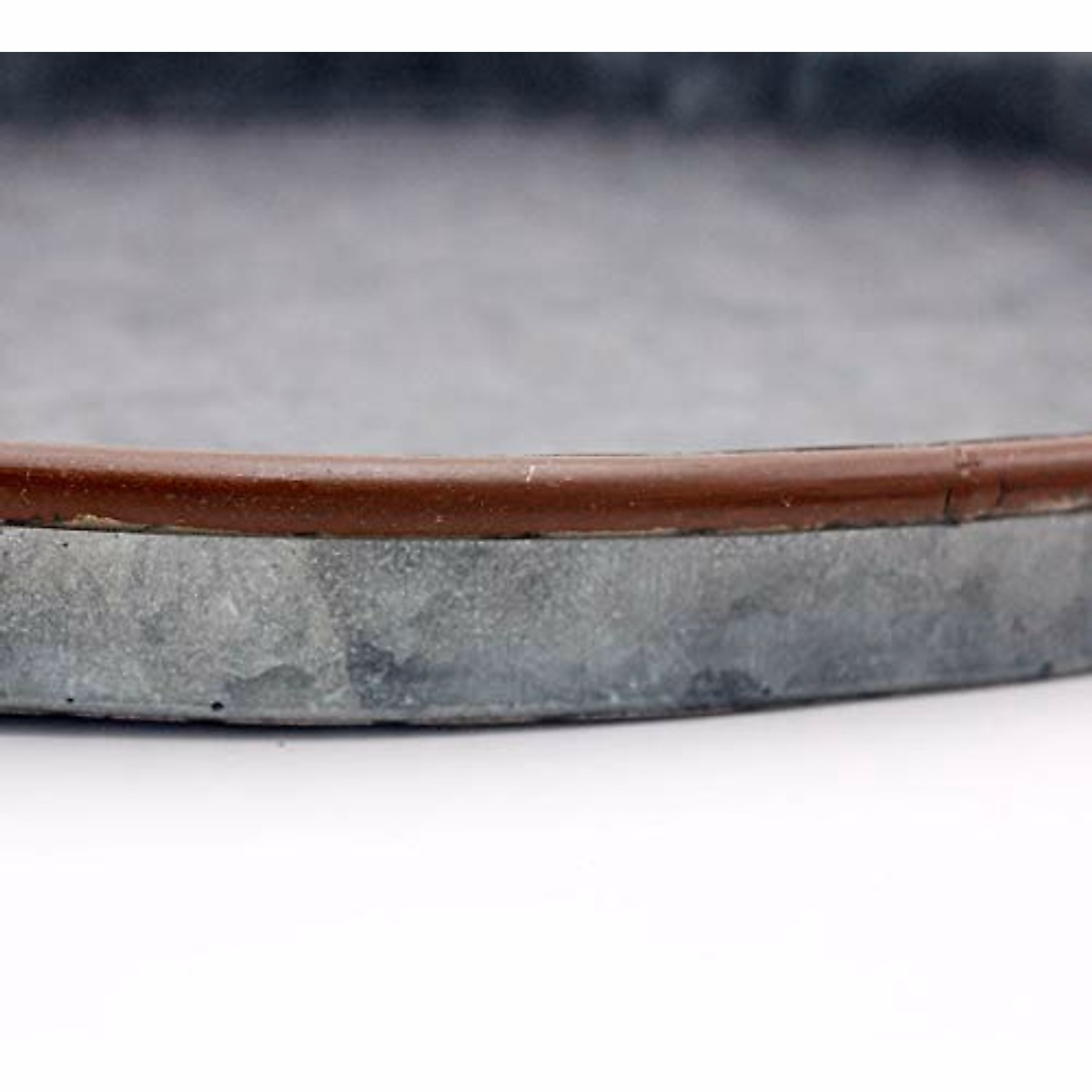Funerom 13.9X 8.8 inch Galvanized Metal Oval Tray with Rope Handle，Farmhouse Serving Tray.