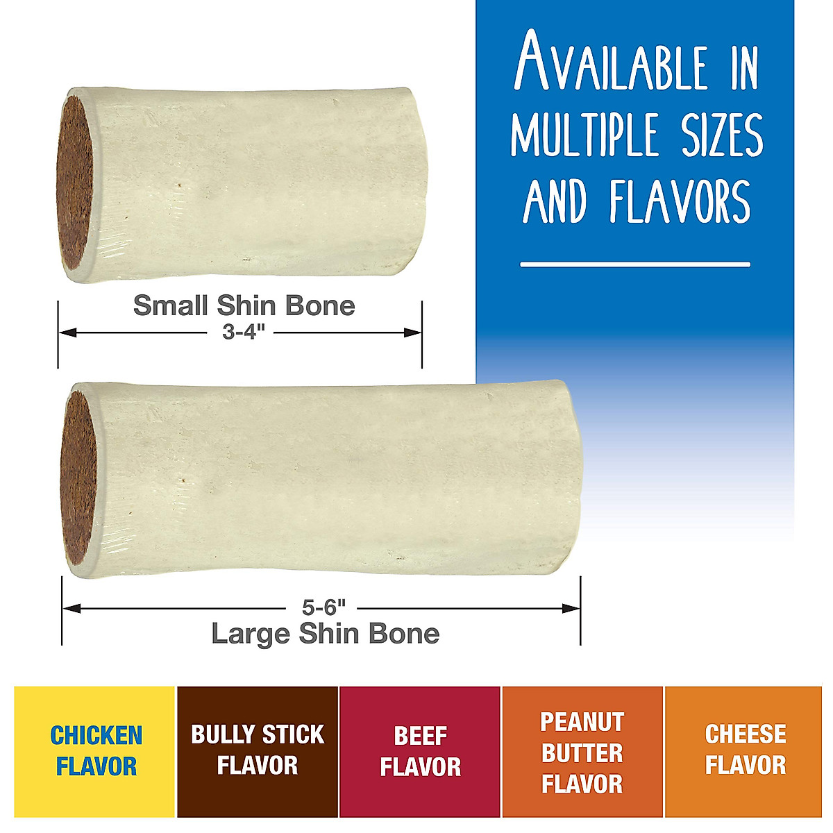 Cadet Stuffed Shin Bone - Highly Digestible, High Protein, Long-Lasting Dog Chew Bone for Aggressive Chewers, Supports Dental Health, - Chicken Flavor, Large (1 Count)