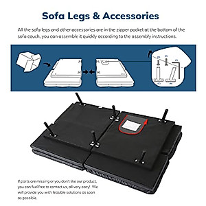 EGOHOME Futon Sofa Bed Faux Leather Sofa Couch, Convertible Sofa Loveseat with Adjustable Backrest and Armrest, Modern Futon Couch Bed for Studio, Apartment, Office and Dorm, Black