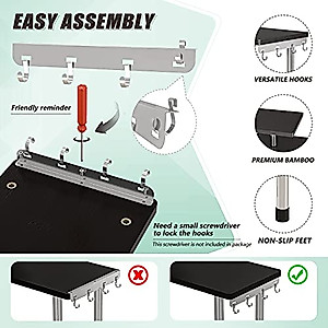 ZHWS Bathroom Counter Organizer Corner Shelf – Bathroom Organization Bamboo 3 Tier Spice Rack Makeup Organizer Bookshelf Space Saving Rack Kitchen Office Living Room, Black