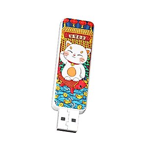 USB Flash Drive, Lucky Cat Pattern Hot Swap U Disk, Portable USB2.0 Memory Stick Mini Thumb Drive compatible for IBM PC, for OS X Pc or Laptop, plug and play(32GB)