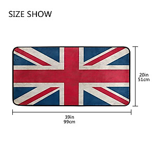 ALAZA Retro Union Jack British Flag Non Slip Kitchen Floor Mat Kitchen Rug for Entryway Hallway Bathroom Living Room Bedroom 39 x 20 inches(1.7' x 3.3')