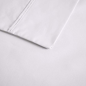Beautyrest BR 600 TC Cooling Cotton Blend Solid Sheet 16 Inch Deep Pocket Hypoallergenic, All Season, Soft Bedding-Set, Matching Pillow Case, Queen, White 4 Piece,BR20-0987
