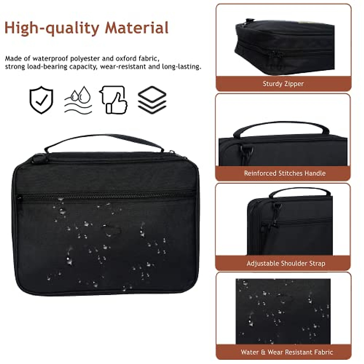 LONCHDAN Large Bible Cover for Men 11.8" x 8.6" x 2.6" Bible Covers for Women Carrying Case Bag for Boys Bible Protector/Study/Daily Use/Christmas Gift with Multi-Pockets and Adjustable Shoulder Strap