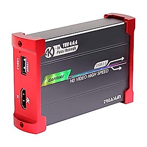 TreasLin Capture Card 4K 60FPS Game USB3.0 Capture, Video HDMI Cool Capture Card Live Streaming Share for PS5 PS4 Switch Wii U DSLR Xbox on OBS, Windows, Mac, Zero Latency HDMI Pass-through