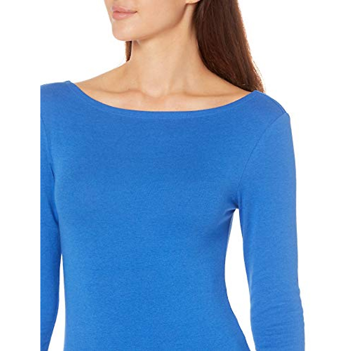 Amazon Essentials Women's Slim-Fit 3/4 Sleeve Solid Boat Neck T-Shirt, Cobalt Blue, X-Large