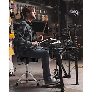 Starfavor Drum Throne Airlift Height Adjustable Padded Seat Drum Stool, Heavy Duty Hydraulic Drum Throne Seat Motocycle Style, with Double Braced Anti-Slip Feet Saddle Drum Seat, ST-700