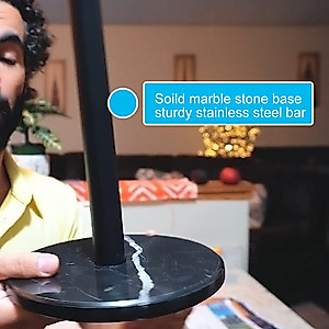 Paper Towel Holder Stand Counter top Under Cabinet Black Stainless Steel Bar Marble Weighted Base for Kitchen Table